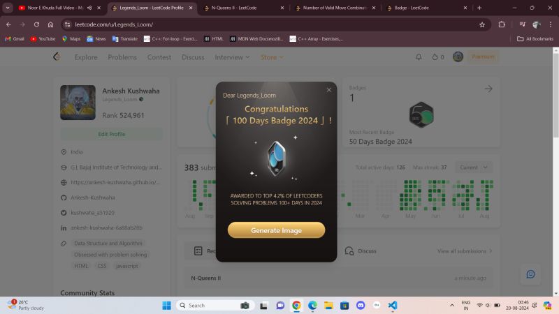 Ankesh Kushwaha on LinkedIn: Today , I earned the 100 days code badge ... Ankesh Kushwaha on LinkedIn: Today , I earned the 100 days code badge ...