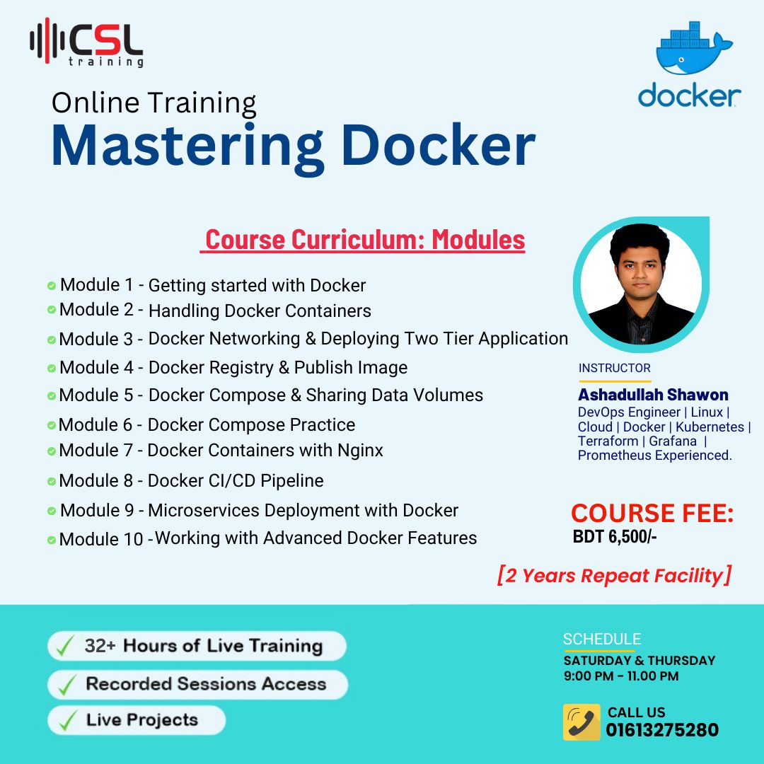 CSL Training on LinkedIn: đ§ŋMastering Docker āĻ
āύāϞāĻžāĻāύ⧠āĻļāĻŋāĻā§āύ āĻŽāĻžāϤā§āϰ ā§Ŧ,ā§Ģā§Ļā§Ļ ... CSL Training on LinkedIn: đ§ŋMastering Docker āĻ
āύāϞāĻžāĻāύ⧠āĻļāĻŋāĻā§āύ āĻŽāĻžāϤā§āϰ ā§Ŧ,ā§Ģā§Ļā§Ļ ...