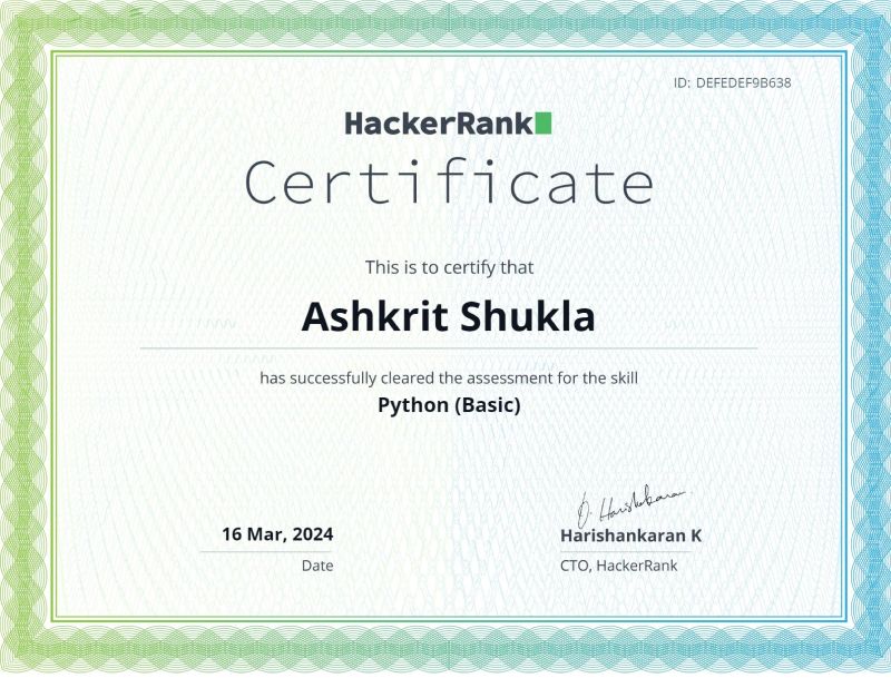 Ashkrit Shukla on LinkedIn: #python #problemsolving #certification # ... Ashkrit Shukla on LinkedIn: #python #problemsolving #certification # ...