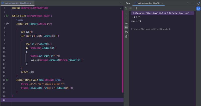 Day 10 of #100daysofcodechallenge: Extract numbers from string ... Day 10 of #100daysofcodechallenge: Extract numbers from string ...