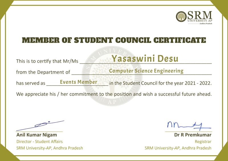 Yasaswini Desu on LinkedIn: #srmap #students #studentcouncil # ... Yasaswini Desu on LinkedIn: #srmap #students #studentcouncil # ...