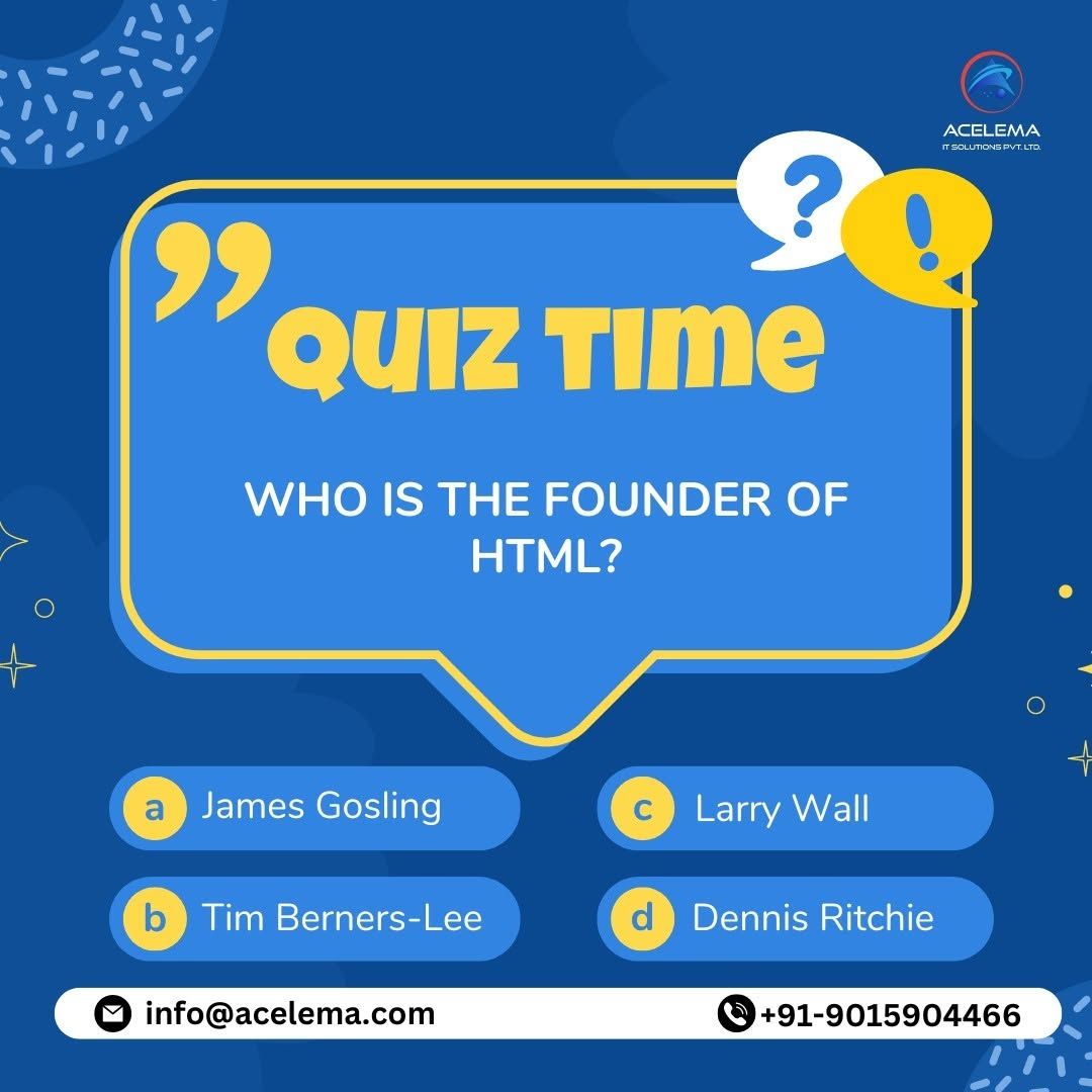 Acelema It Solutions Pvt. Ltd on LinkedIn: #acelema #quiz #quiztime # ... Acelema It Solutions Pvt. Ltd on LinkedIn: #acelema #quiz #quiztime # ...