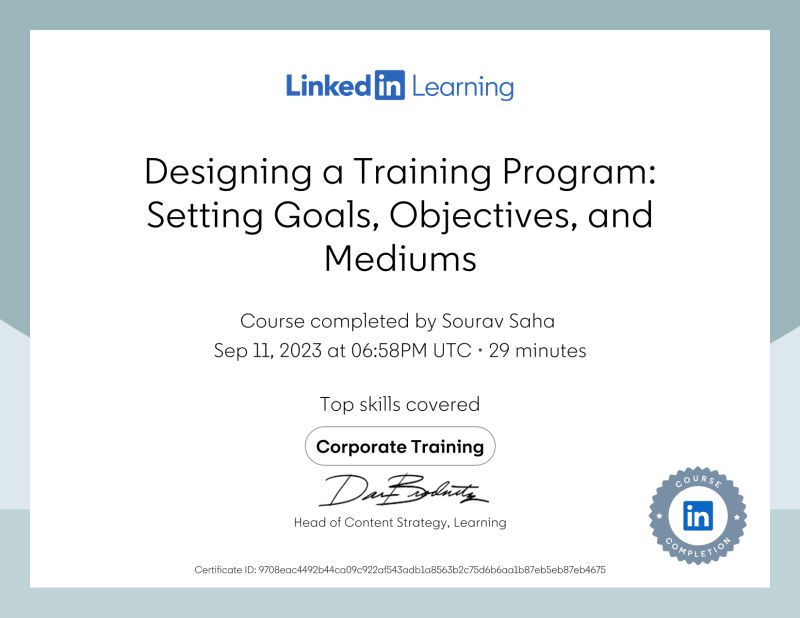 Sourav Saha on LinkedIn: Certificate of Completion Sourav Saha on LinkedIn: Certificate of Completion