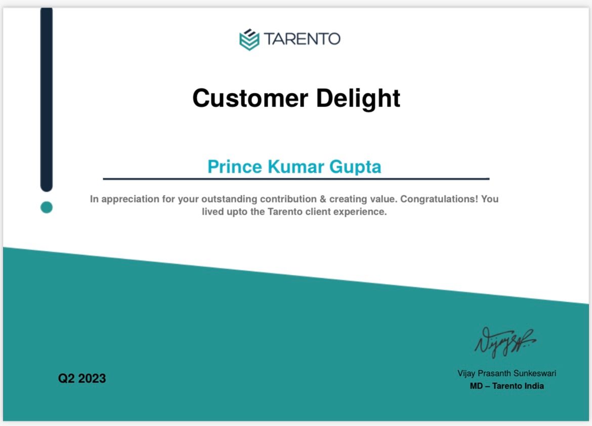 Prince Kumar Gupta on LinkedIn: #customerdelight #recognition Prince Kumar Gupta on LinkedIn: #customerdelight #recognition