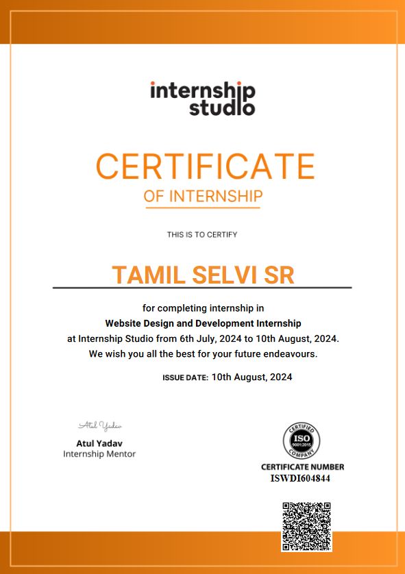 Tamilselvi S. R on LinkedIn: #html #css #javascript #internshipstudio # ... Tamilselvi S. R on LinkedIn: #html #css #javascript #internshipstudio # ...