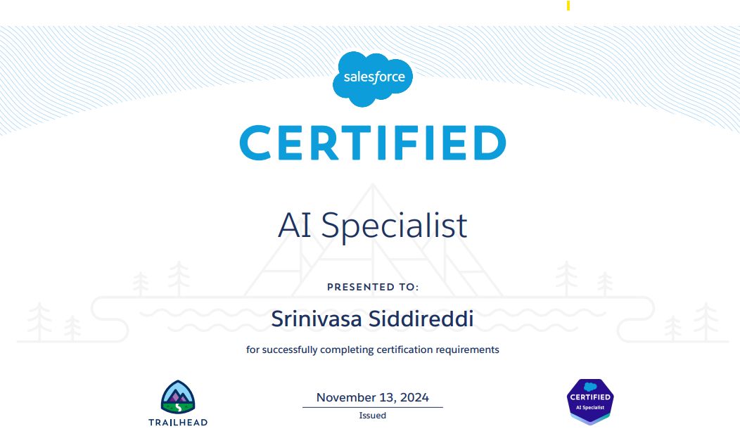 Srinivas Siddireddi on LinkedIn: #salesforce #aicertification # ... Srinivas Siddireddi on LinkedIn: #salesforce #aicertification # ...
