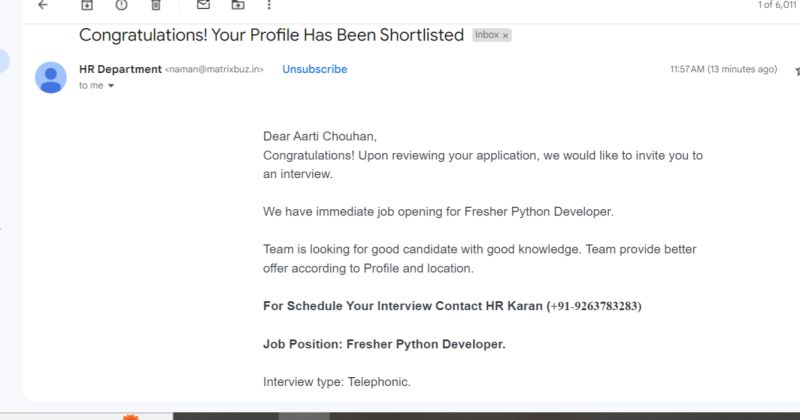 Aarti Chouhan on LinkedIn: #jobsearch #scamalert #jobsafety # ... Aarti Chouhan on LinkedIn: #jobsearch #scamalert #jobsafety # ...
