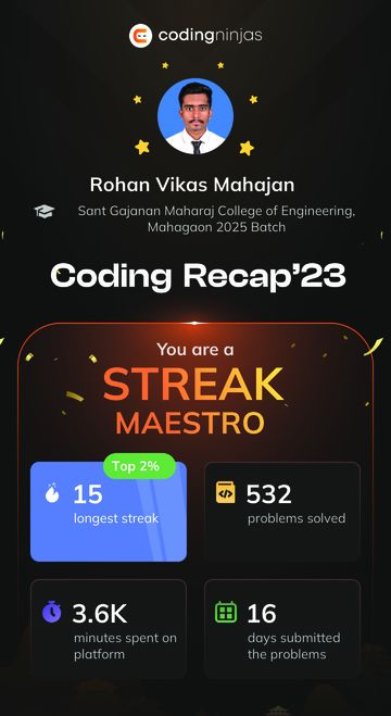 Rohan Mahajan on LinkedIn: #codingninjas #coding #codingjourney # ... Rohan Mahajan on LinkedIn: #codingninjas #coding #codingjourney # ...