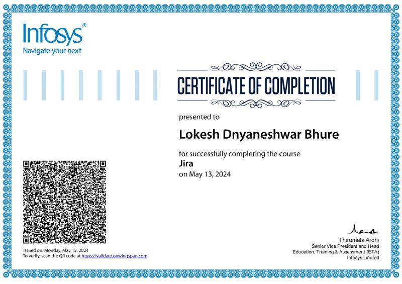Successfully completed Jira Certification Course by Infosys ! | Lokesh ... Successfully completed Jira Certification Course by Infosys ! | Lokesh ...