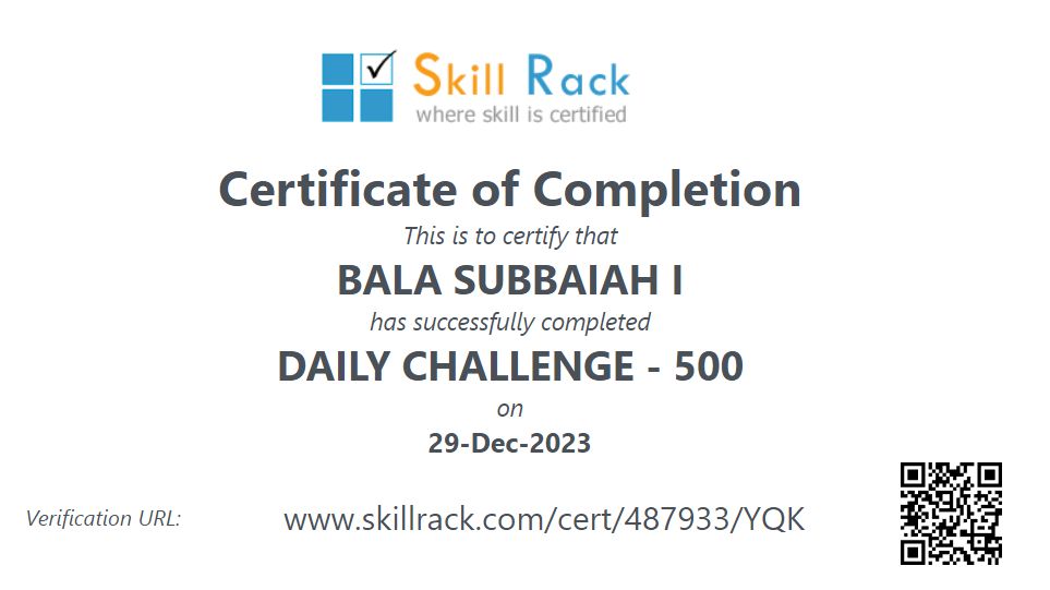 Bala Subbaiah on LinkedIn: #skillrack #problemsolving Bala Subbaiah on LinkedIn: #skillrack #problemsolving