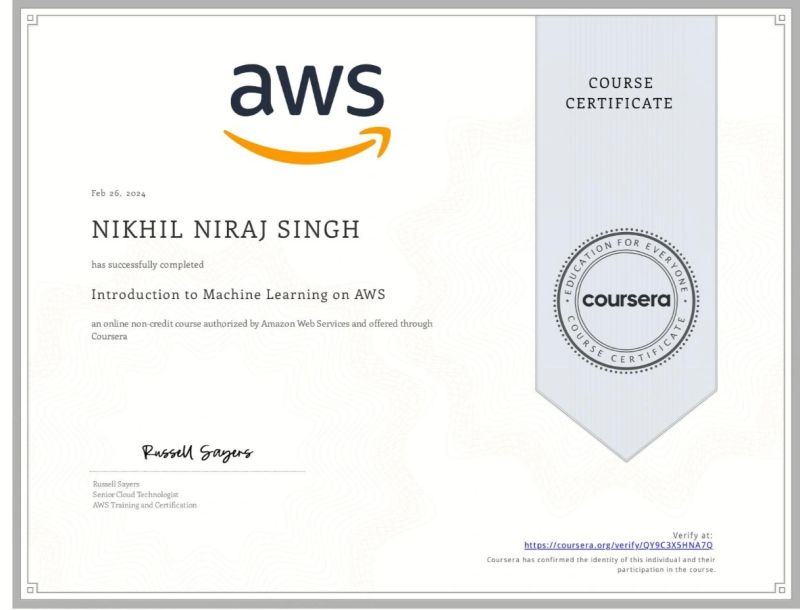 Nikhil Niraj Singh on LinkedIn: #machinelearning #awslearning Nikhil Niraj Singh on LinkedIn: #machinelearning #awslearning