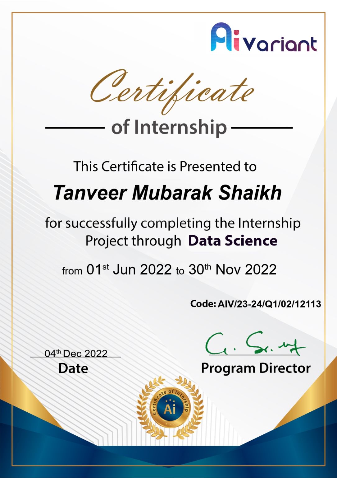 Tanveer Shaikh on LinkedIn: #internship #datascience #ai Tanveer Shaikh on LinkedIn: #internship #datascience #ai