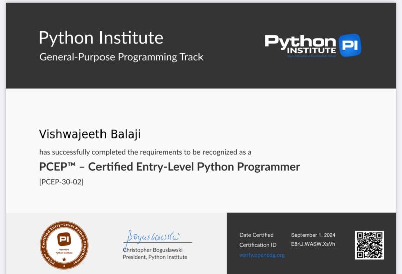 Vishwajeeth Balaji on LinkedIn: #python #pcep #continuouslearning # ... Vishwajeeth Balaji on LinkedIn: #python #pcep #continuouslearning # ...