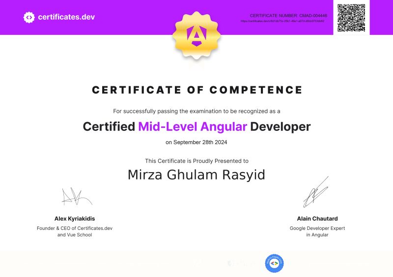 Mirza Ghulam Rasyid on LinkedIn: #angular #typescript #certification Mirza Ghulam Rasyid on LinkedIn: #angular #typescript #certification