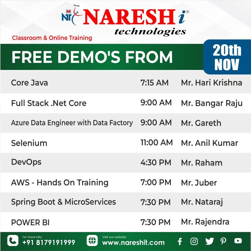 Register for free Demo on IT career bynareshit | adarasani avinash ... Register for free Demo on IT career bynareshit | adarasani avinash ...