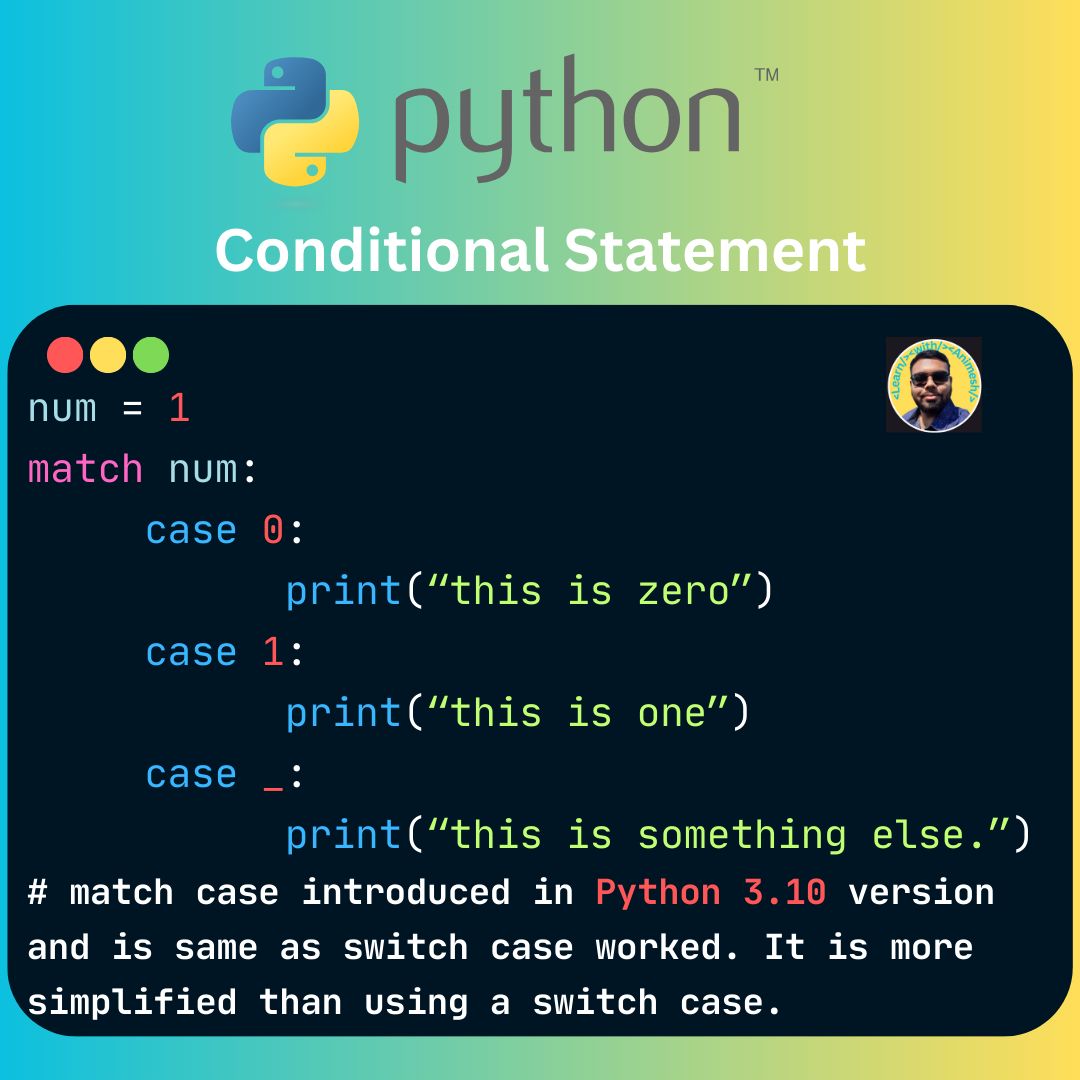 Learn about match case in Python3.10 | Animesh Mukherjee posted on the ... Learn about match case in Python3.10 | Animesh Mukherjee posted on the ...
