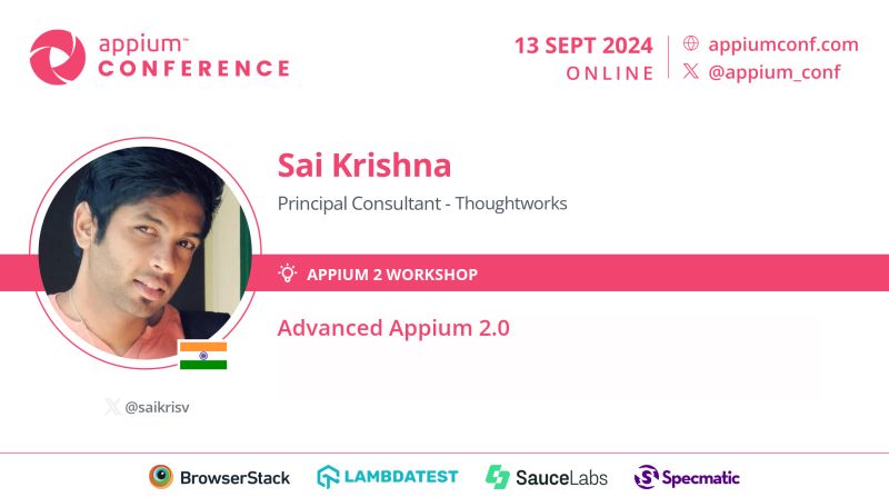 Sai Krishna on LinkedIn: #workshop #appiumconf #appium #appiumconf # ... Sai Krishna on LinkedIn: #workshop #appiumconf #appium #appiumconf # ...