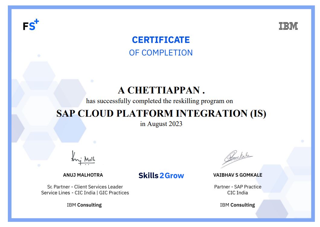 Chettiappan Annamalai on LinkedIn: #ibm #sapcpi #learning #newskills Chettiappan Annamalai on LinkedIn: #ibm #sapcpi #learning #newskills