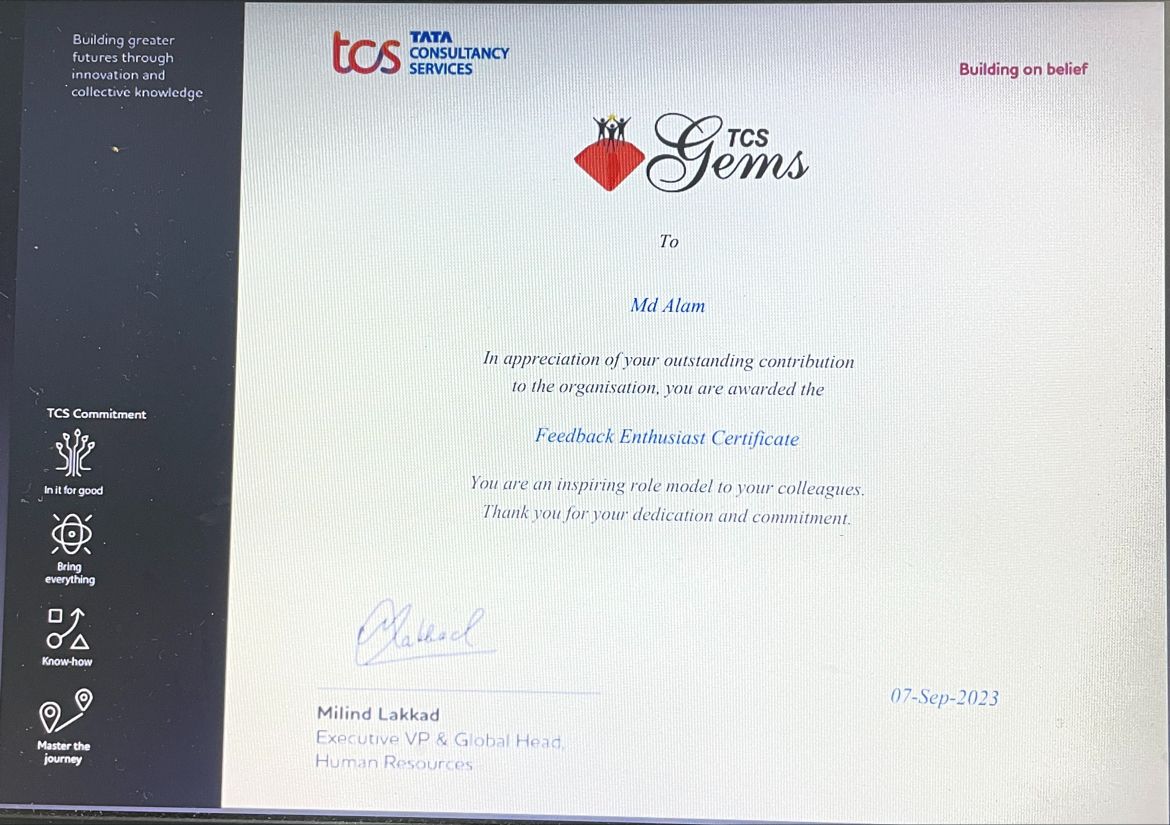 Md Imran Alam on LinkedIn: Recognition 👍🙏 Md Imran Alam on LinkedIn: Recognition 👍🙏
