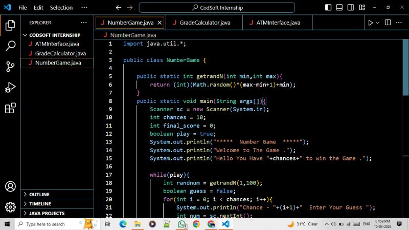 Varsha Devdas on LinkedIn: #codsoft #codesoftinternship #javaprogramming Varsha Devdas on LinkedIn: #codsoft #codesoftinternship #javaprogramming
