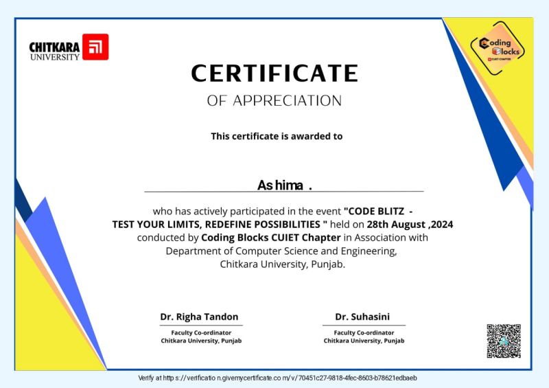 Ashima Nandwani on LinkedIn: #codingblitz #codingblocks # ... Ashima Nandwani on LinkedIn: #codingblitz #codingblocks # ...