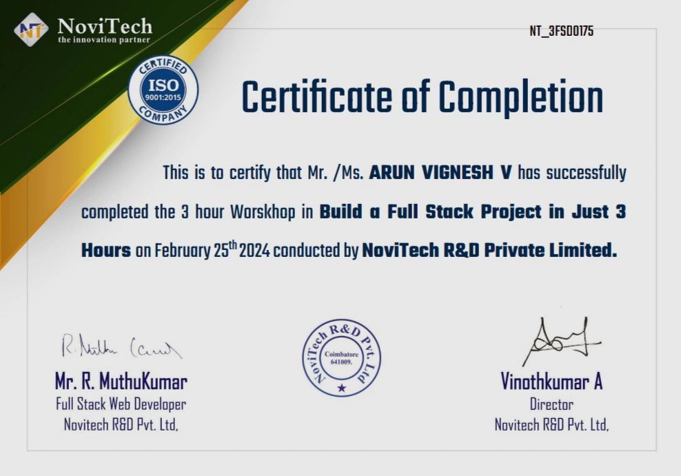 Arun vignesh V on LinkedIn: #fullstackdevelopment #webdevelopment # ... Arun vignesh V on LinkedIn: #fullstackdevelopment #webdevelopment # ...