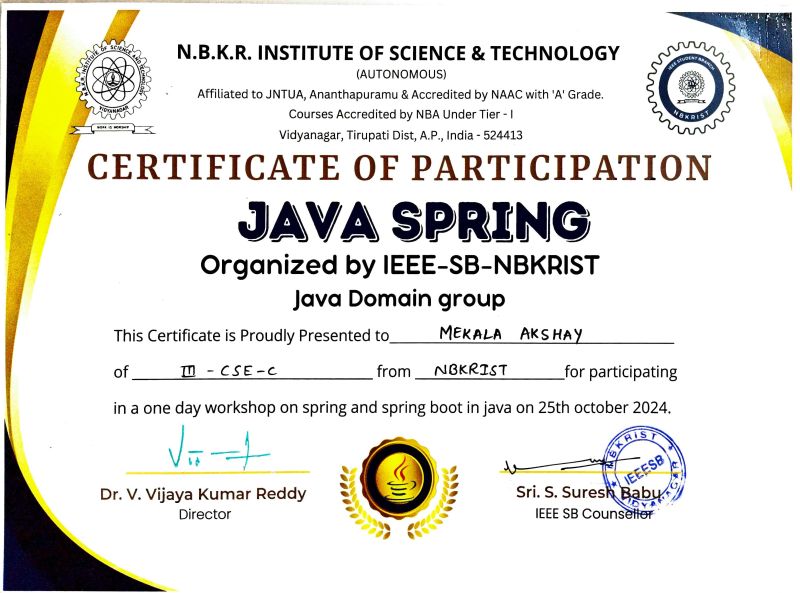 M. Akshay on LinkedIn: #java #springframework #nbkrist #ieee # ... M. Akshay on LinkedIn: #java #springframework #nbkrist #ieee # ...