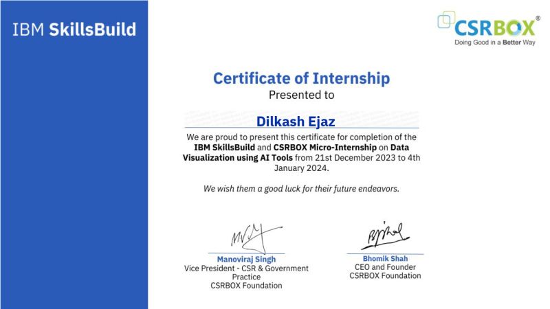 Finished a Micro-Internship with IBM Skill Build | Dilkash Ejaz posted ... Finished a Micro-Internship with IBM Skill Build | Dilkash Ejaz posted ...