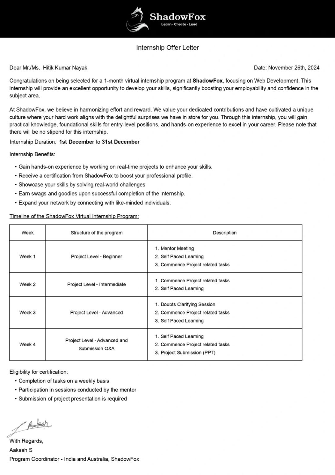 Hitik Kumar Nayak on LinkedIn: #webdevelopment #internship #offerletter ... Hitik Kumar Nayak on LinkedIn: #webdevelopment #internship #offerletter ...