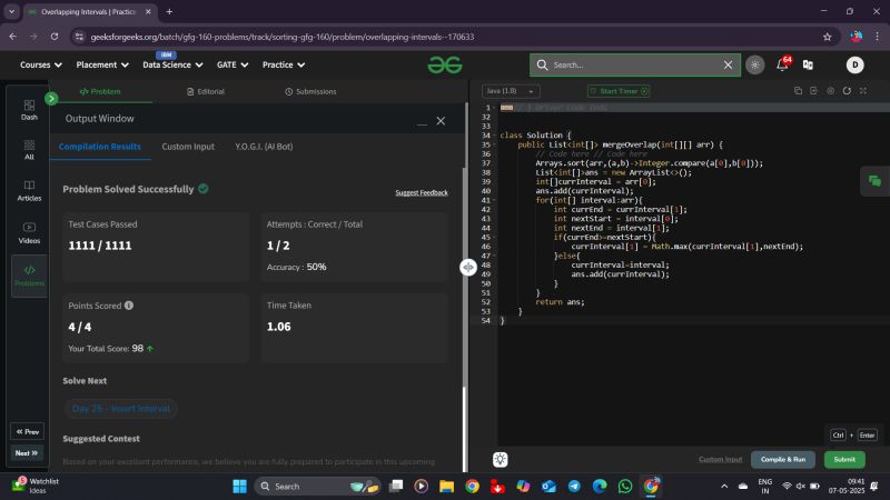 #160dayseries #overlappingintervals #dsa #codingchallenge #java #gfg160 ... #160dayseries #overlappingintervals #dsa #codingchallenge #java #gfg160 ...