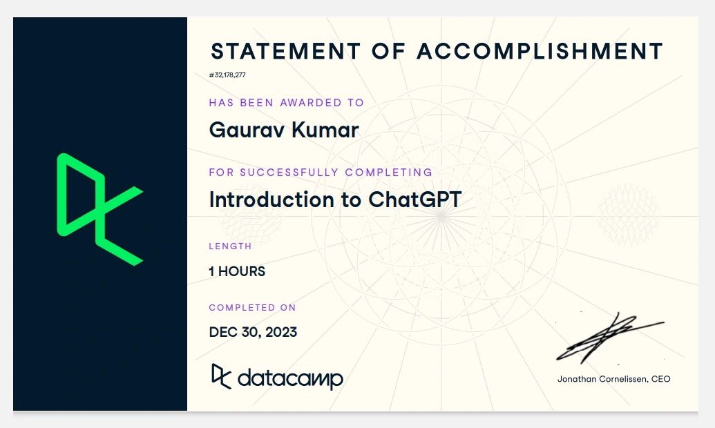 Gaurav Kumar on LinkedIn: #datacamp #chatgpt #aienthusiast Gaurav Kumar on LinkedIn: #datacamp #chatgpt #aienthusiast