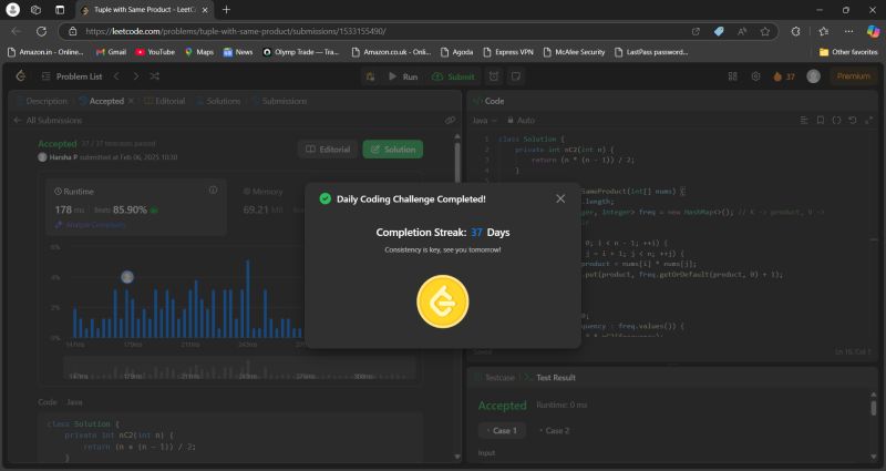 #100daysofcode #leetcode #problemsolving #day37 #hashmap #combinatorics ... #100daysofcode #leetcode #problemsolving #day37 #hashmap #combinatorics ...