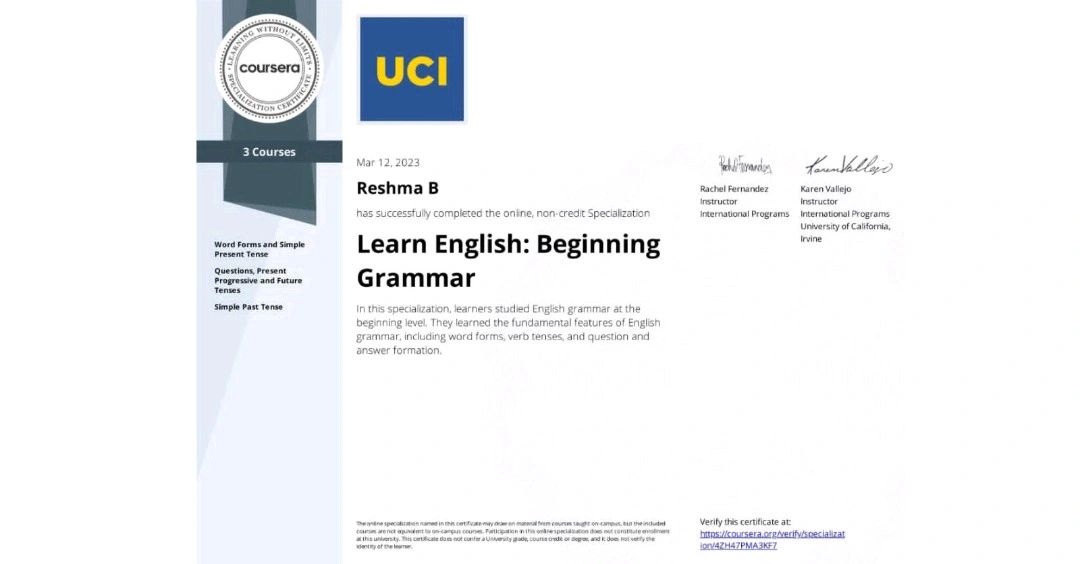 Reshma Balamurugan on LinkedIn: I have successfully completed my ... Reshma Balamurugan on LinkedIn: I have successfully completed my ...