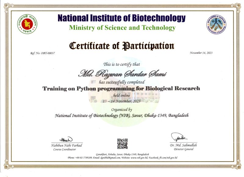 #pythonprogramming #biologicalresearch | Md Razwan Sardar Sami #pythonprogramming #biologicalresearch | Md Razwan Sardar Sami