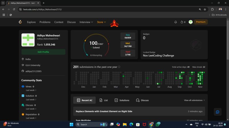 Aditya Maheshwari on LinkedIn: #leetcode #codingjourney #problemsolving ... Aditya Maheshwari on LinkedIn: #leetcode #codingjourney #problemsolving ...