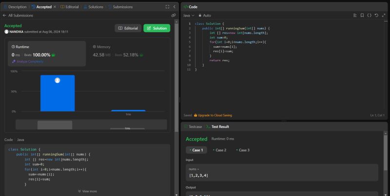 Nandika M on LinkedIn: Day 35/50 days of LeetCode challenge-Running sum Nandika M on LinkedIn: Day 35/50 days of LeetCode challenge-Running sum