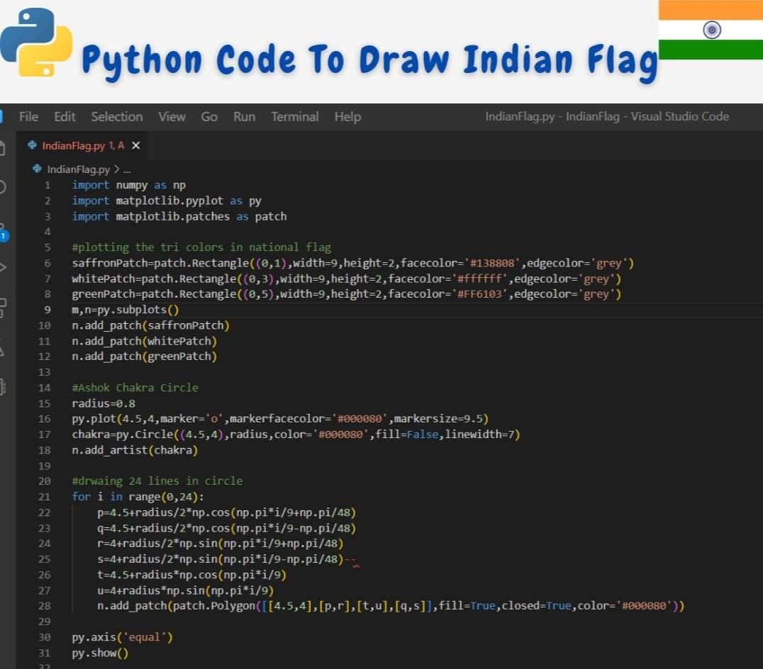 Sridhar Raj P on LinkedIn: Python Code - Draw Indian Flag Sridhar Raj P on LinkedIn: Python Code - Draw Indian Flag
