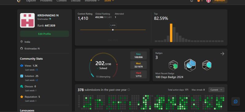 🎉 Excited to share a milestone in my coding journey! | KRISHNADAS N 🎉 Excited to share a milestone in my coding journey! | KRISHNADAS N