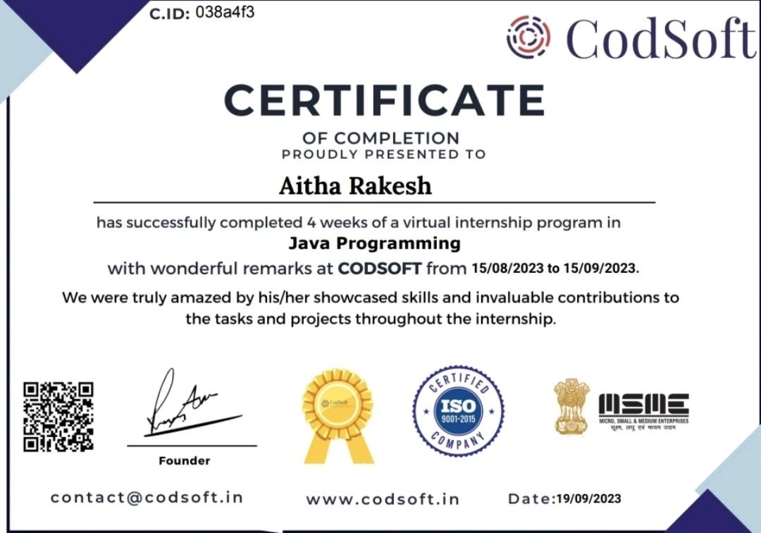 Aitha Rakesh on LinkedIn: #codsoft #intership Aitha Rakesh on LinkedIn: #codsoft #intership