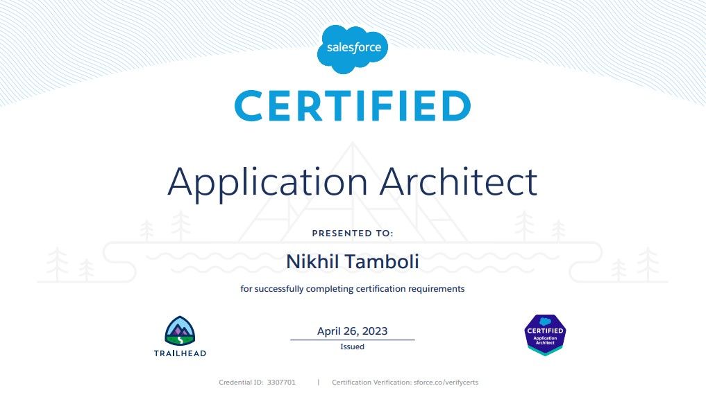 Nikhil Tamboli on LinkedIn: #salesforcearchitect #salesforcecertified # ... Nikhil Tamboli on LinkedIn: #salesforcearchitect #salesforcecertified # ...