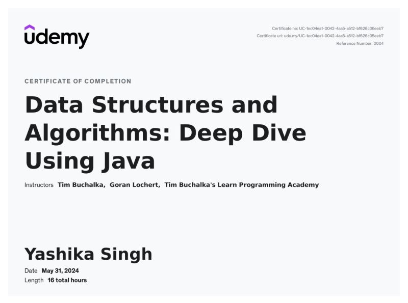 Completion of Data Structures and Algorithms course | Yashika Singh ... Completion of Data Structures and Algorithms course | Yashika Singh ...