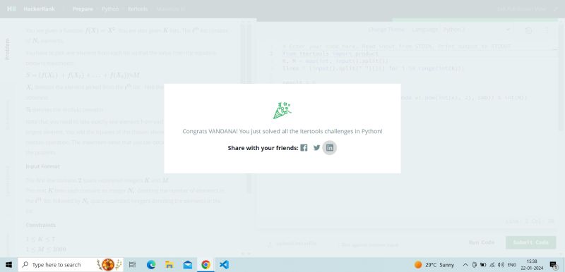 VANDANA APPIREDDIGARI on LinkedIn: #connections #hackerrank #python VANDANA APPIREDDIGARI on LinkedIn: #connections #hackerrank #python