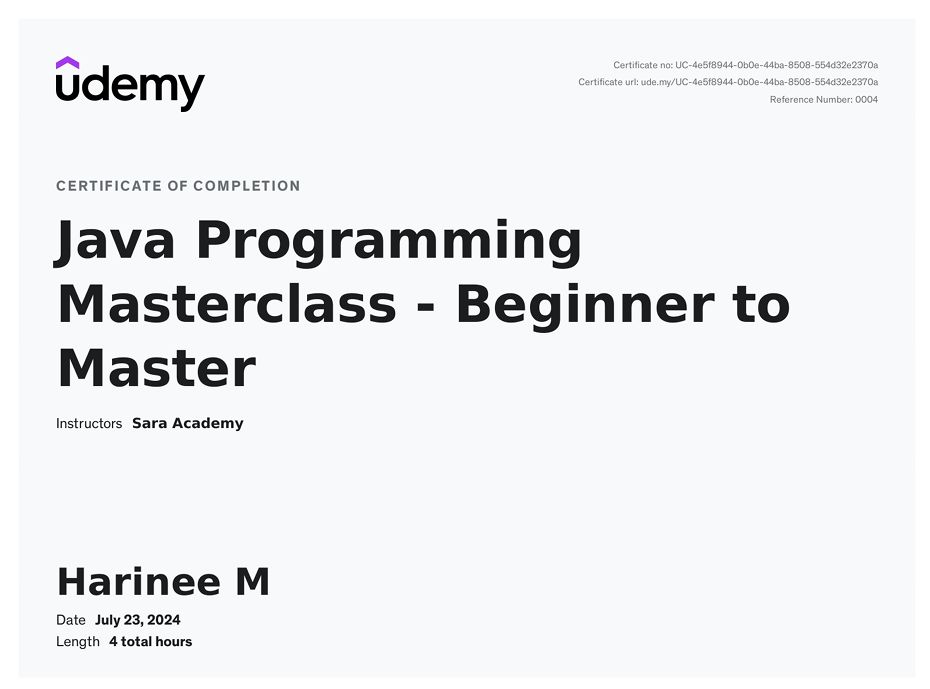 Harinee Murugesh on LinkedIn: #javaprogramming #udemy #java # ... Harinee Murugesh on LinkedIn: #javaprogramming #udemy #java # ...