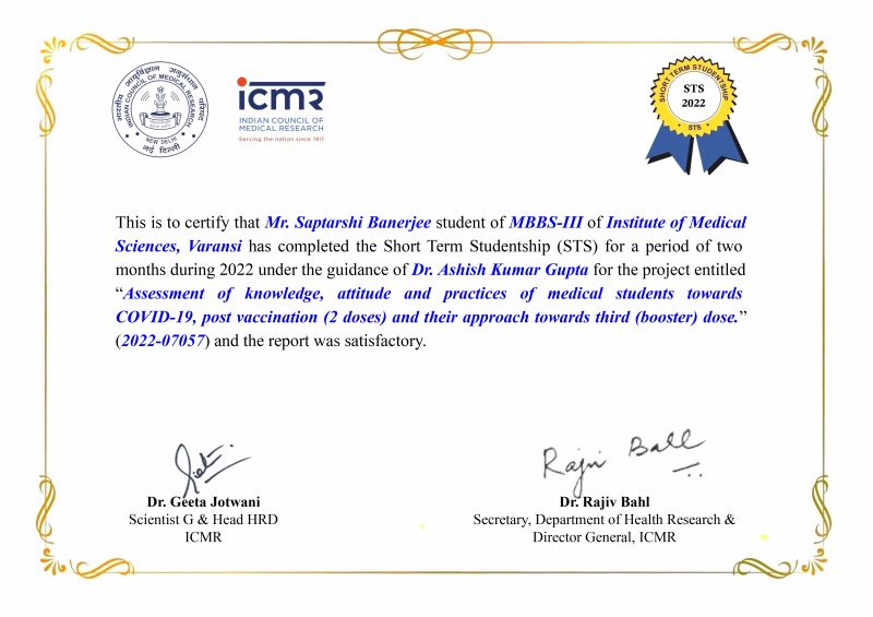 Saptarshi Banerjee on LinkedIn: #icmr #medicalstudent #research Saptarshi Banerjee on LinkedIn: #icmr #medicalstudent #research