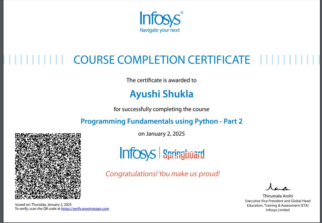 #python #infosys #programming | Ayushi Shukla #python #infosys #programming | Ayushi Shukla