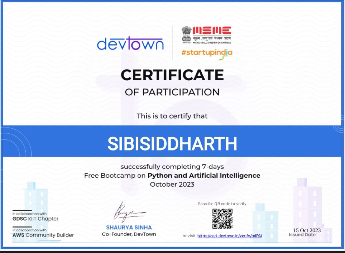 Sibisiddharth Ganesan on LinkedIn: #devtown #pythonprogramming Sibisiddharth Ganesan on LinkedIn: #devtown #pythonprogramming