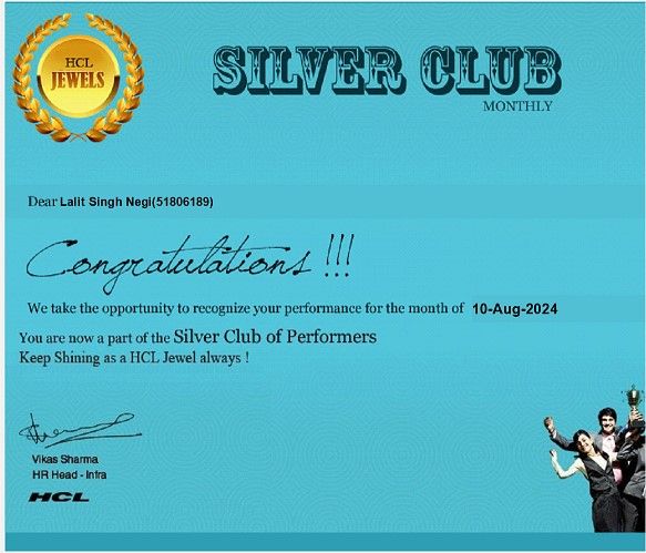 Lalit Negi on LinkedIn: #hcltech #silverclub #hcljewels #gratitude # ... Lalit Negi on LinkedIn: #hcltech #silverclub #hcljewels #gratitude # ...