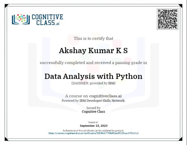 Akshay Kumar K S on LinkedIn: #dataanalysis #python #ibm #certified Akshay Kumar K S on LinkedIn: #dataanalysis #python #ibm #certified