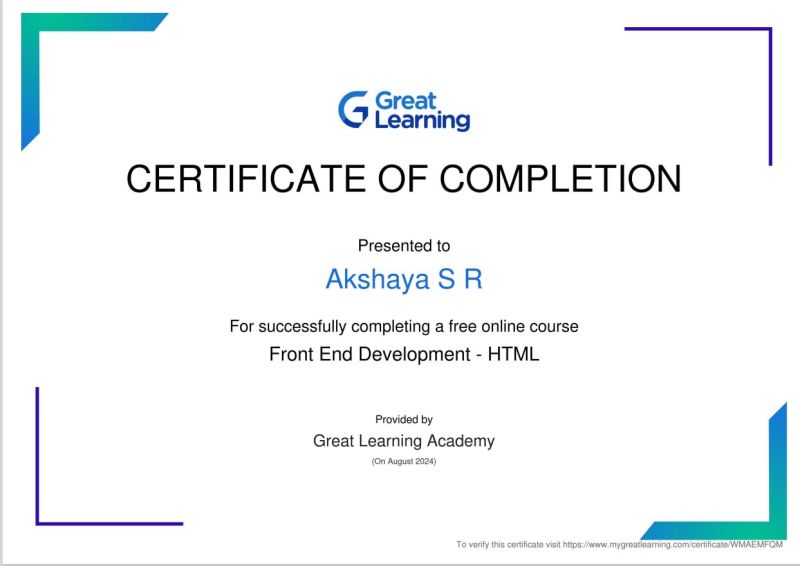 AKSHAYA S.R. on LinkedIn: #html #webdevelopment #greatlearning # ... AKSHAYA S.R. on LinkedIn: #html #webdevelopment #greatlearning # ...