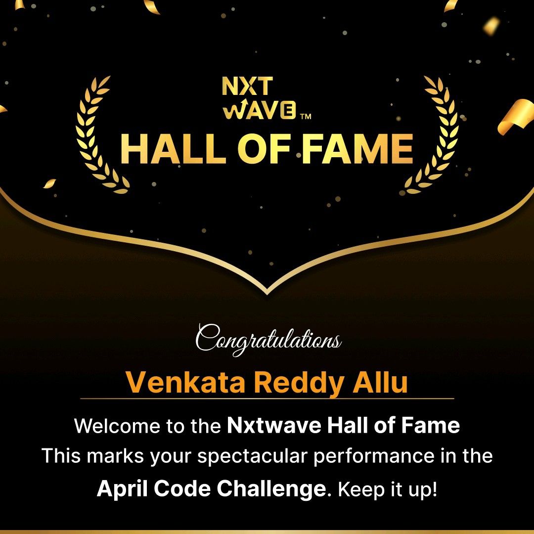 ALLU VENKATA REDDY on LinkedIn: #nxtwave #aprilcodechallenge ALLU VENKATA REDDY on LinkedIn: #nxtwave #aprilcodechallenge